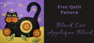 Free Quilt Pattern: Black Cat Applique Block - I Love Quilting Forever
