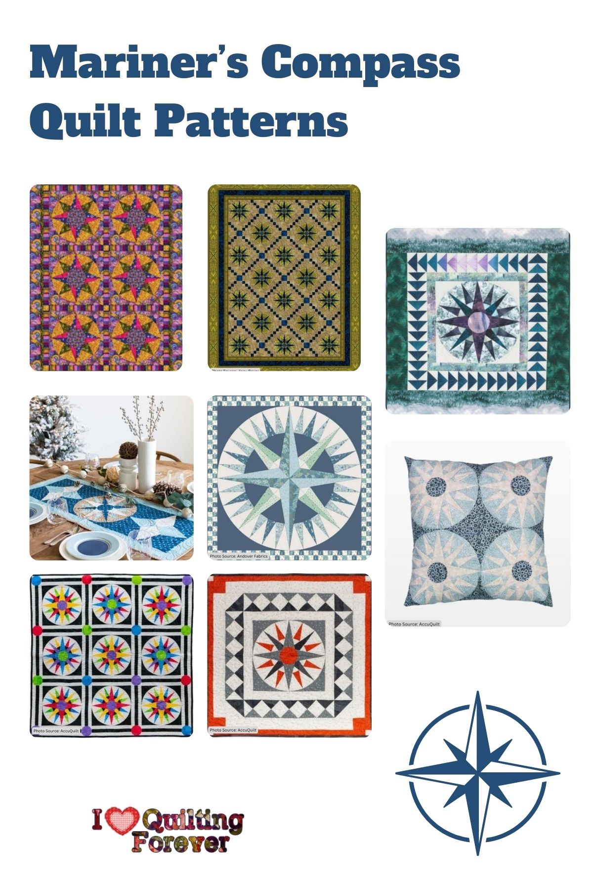 Top 8 Free Mariner's Compass Quilt Patterns (+7 Bonus Patterns For Sale ...