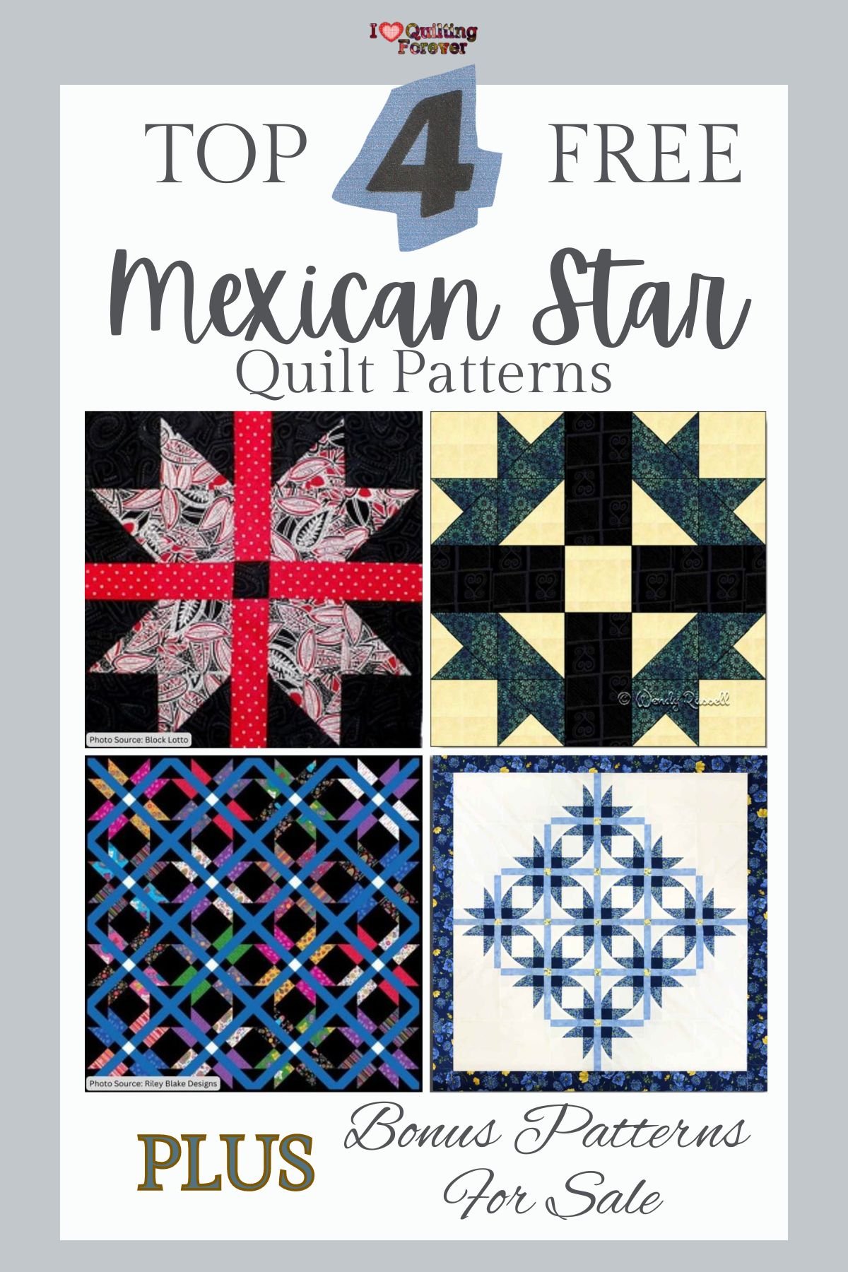 Top 4 Free Mexican Star Quilt Patterns (+3 Bonus Patterns For Sale) - I ...