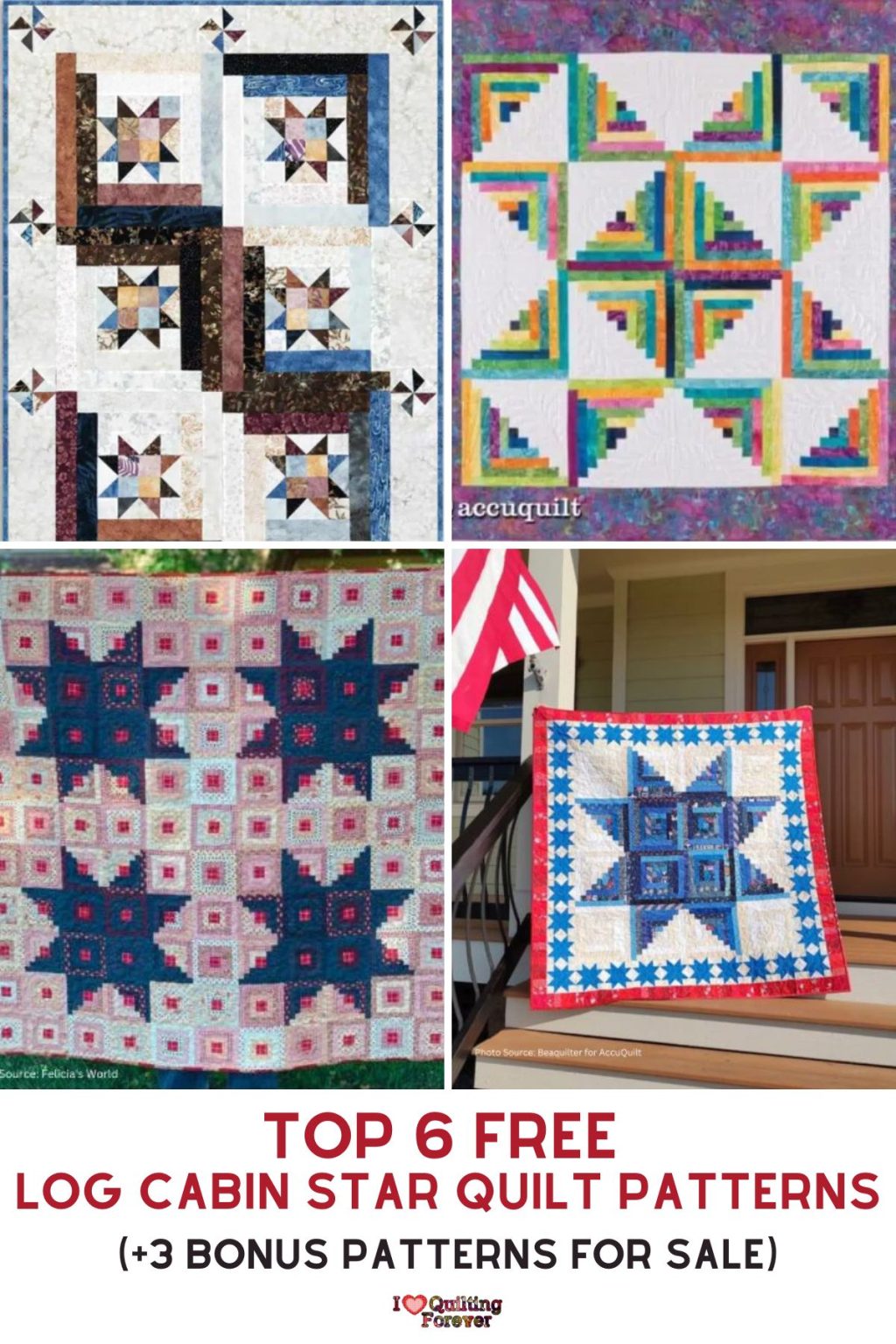Top 6 Free Log Cabin Star Quilt Patterns (+3 Bonus Patterns For Sale ...