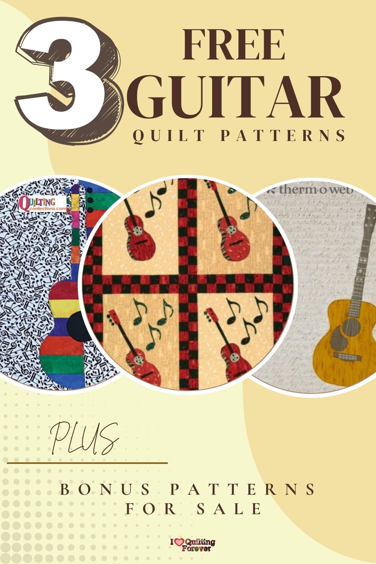 Top 3 Free Guitar Quilt Patterns (+8 Bonus Patterns For Sale) - I Love ...