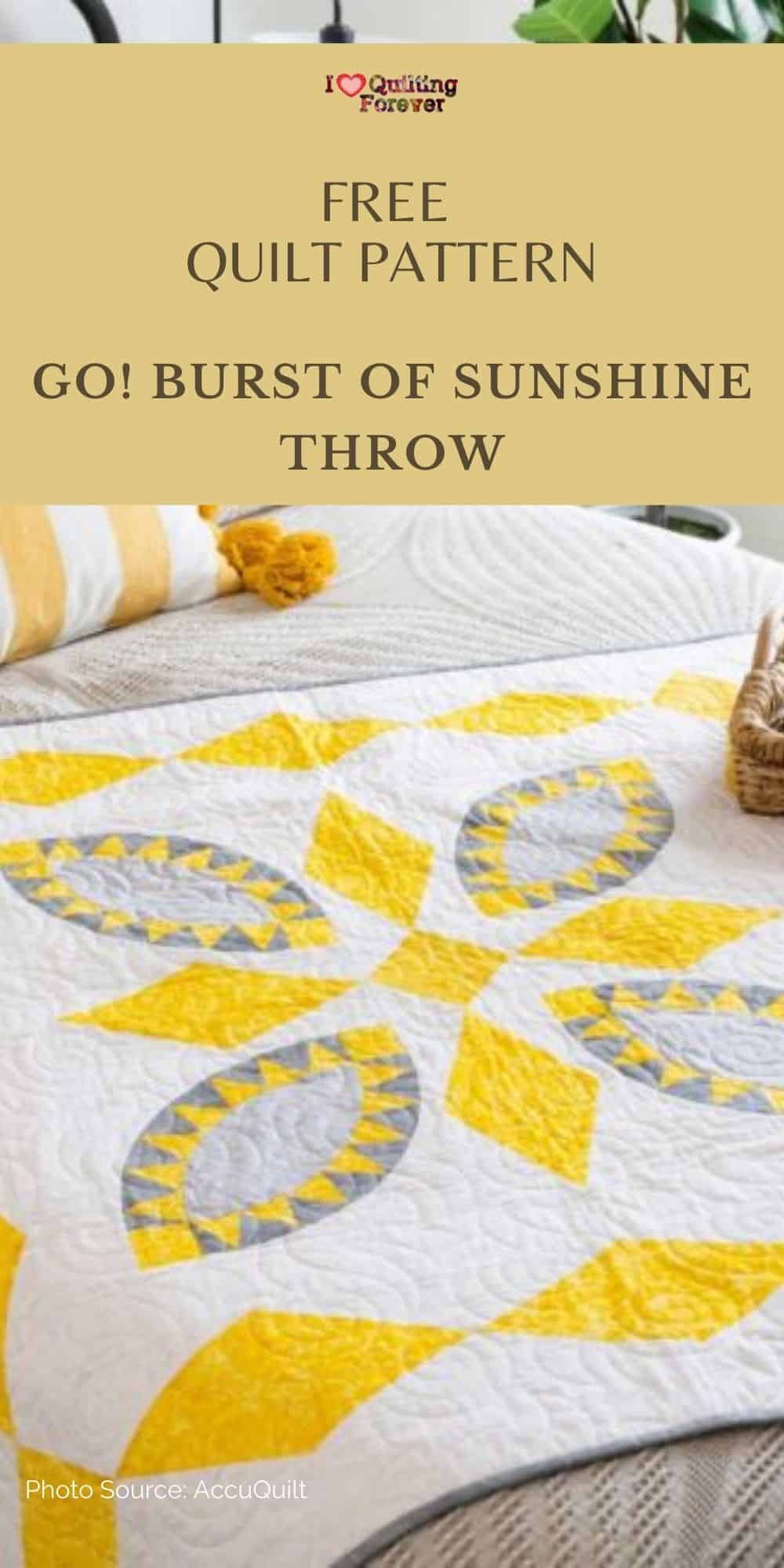 Free Quilt Pattern: GO! Burst of Sunshine Throw Quilt - I Love Quilting ...