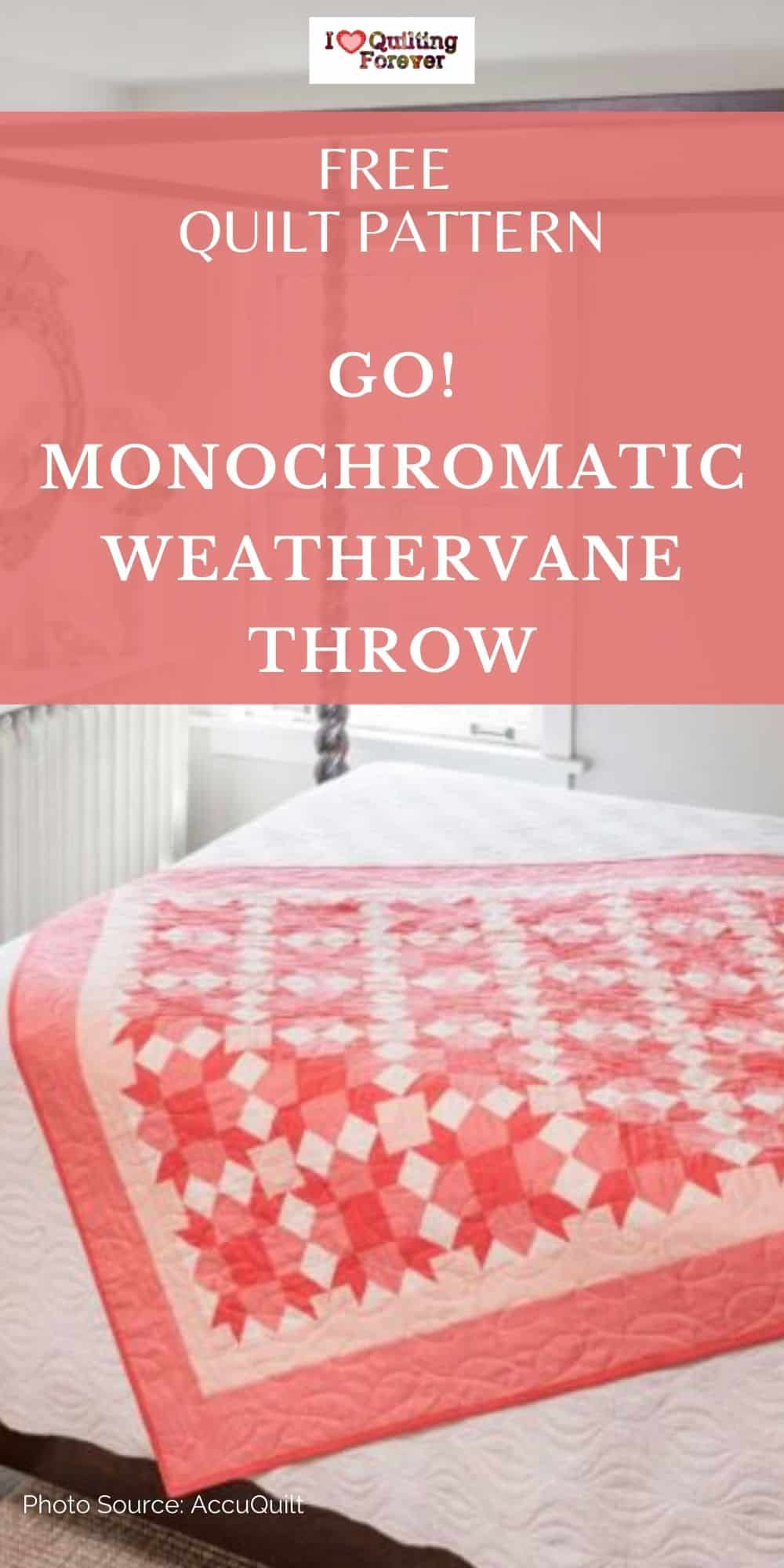 Free Quilt Pattern: GO! Monochromatic Weathervane Throw Quilt - I Love Quilting Forever