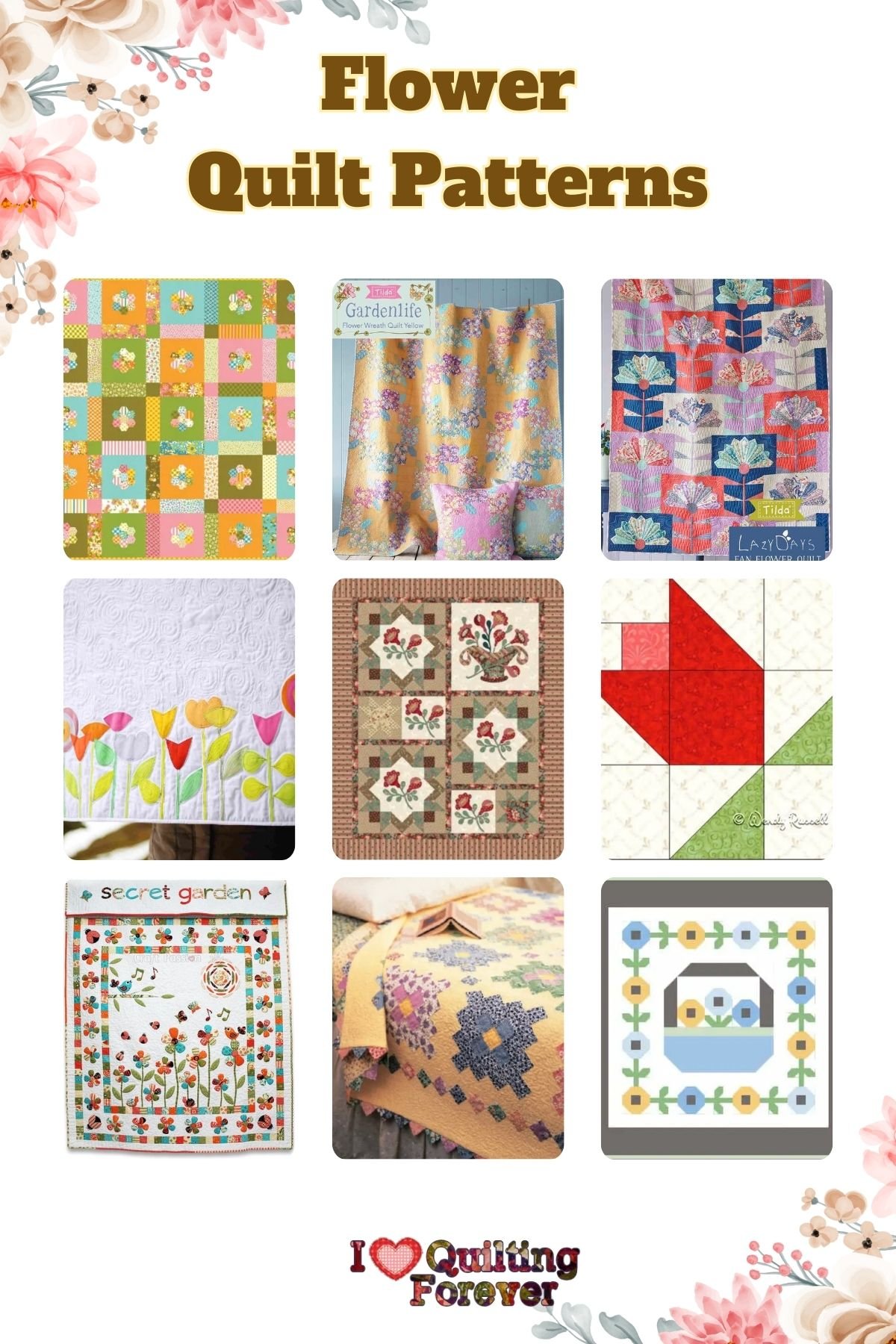 Top 15 Free Flower Quilt Patterns For Your Home (+6 Bonus Patterns For ...