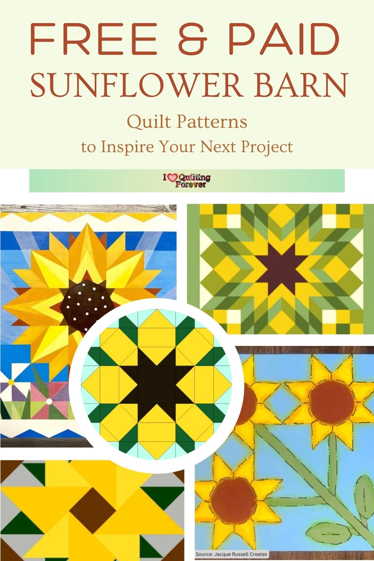 Top Free Sunflower Barn Quilt Patterns (+6 Bonus Patterns For Sale) - I Love Quilting Forever