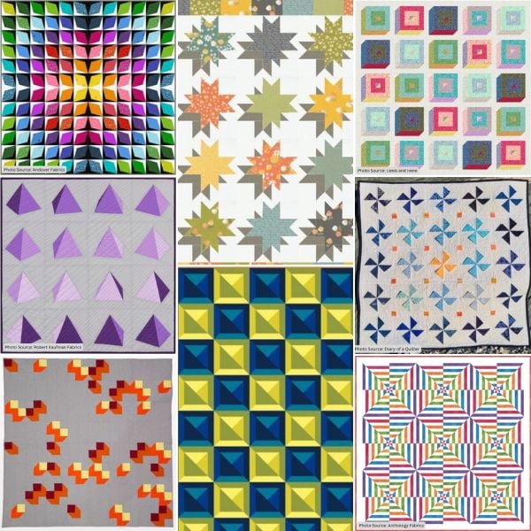 Top 8 Free Three-Dimensional (3D) Quilt Patterns (+7 Bonus Patterns For Sale) - I Love Quilting ...