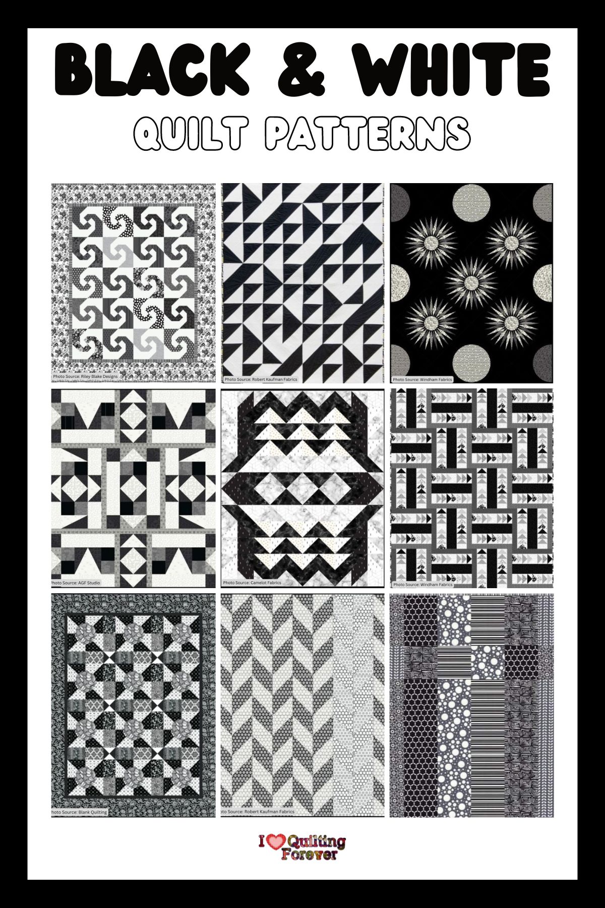 Top 10 Free Black and White Quilt Patterns (+8 Bonus Patterns For Sale ...