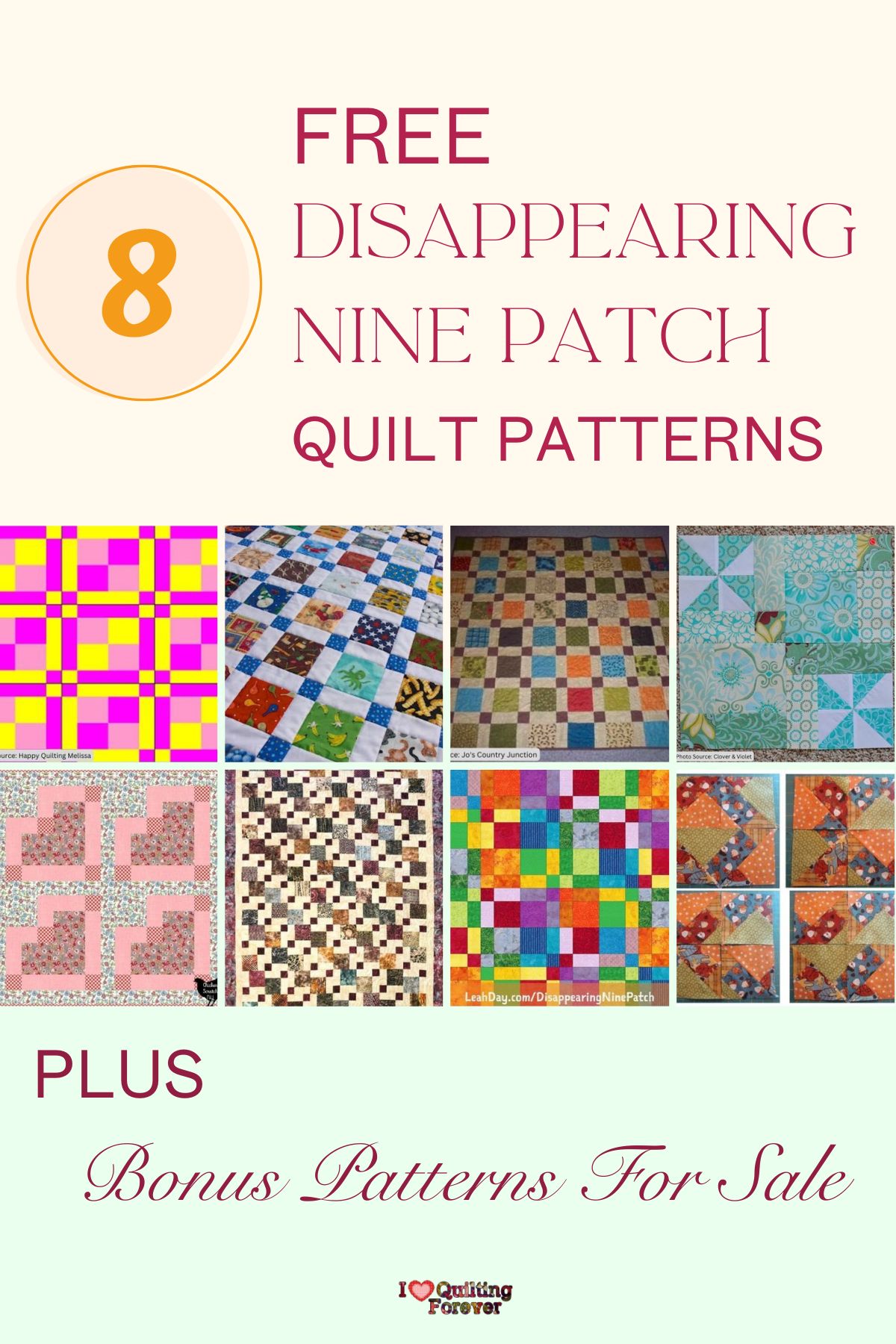 Top 8 Free Disappearing Nine Patch Quilt Patterns (+6 Bonus Patterns For Sale) - I Love Quilting ...