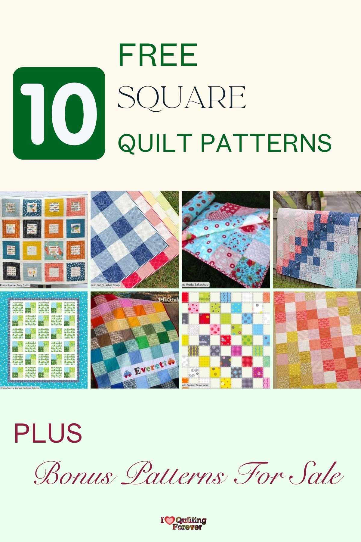 Top 10 Free Square Quilt Patterns (+8 Bonus Patterns For Sale) - I Love ...