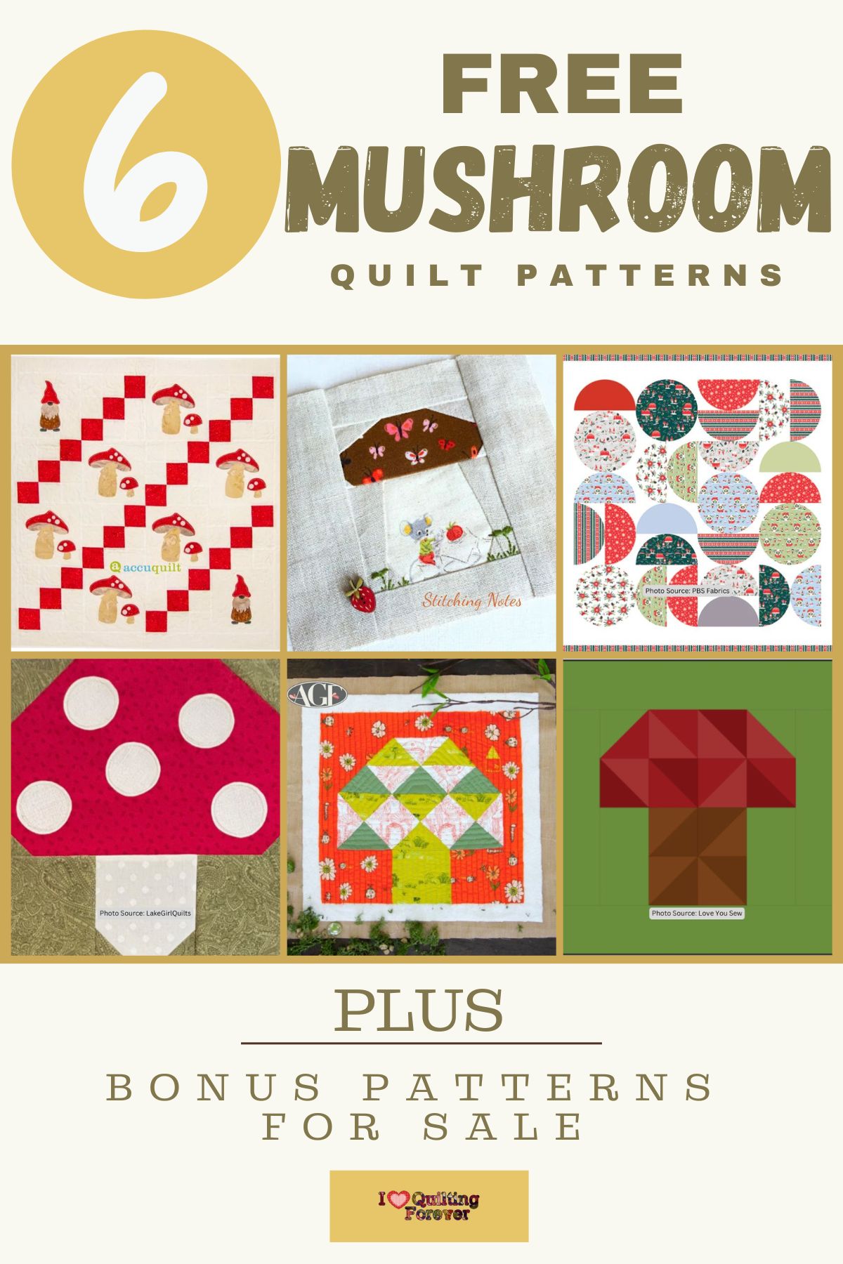 Top 6 Free Mushroom Quilt Patterns (+10 Bonus Patterns For Sale) - I Love Quilting Forever