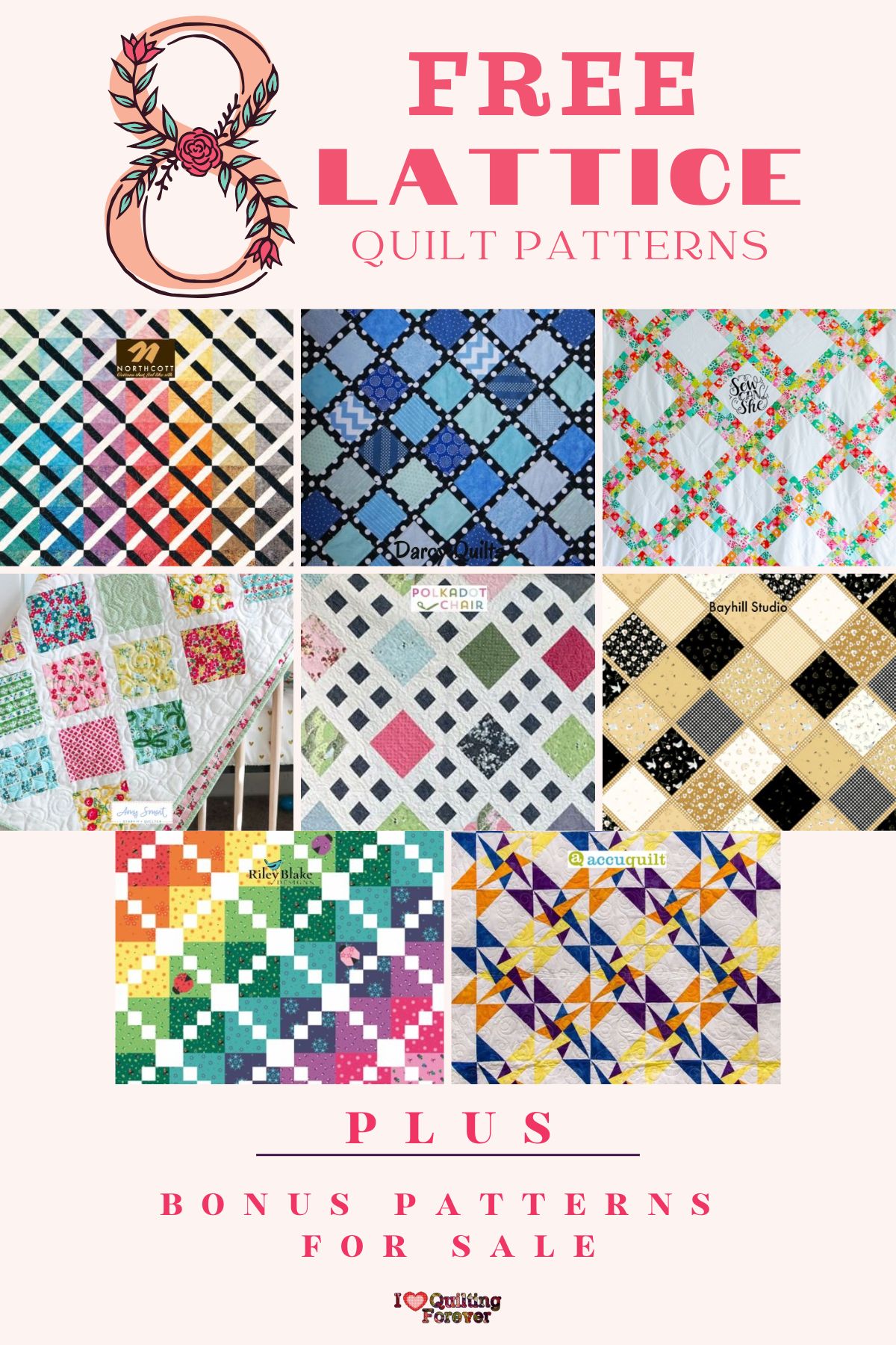 Top 8 Free Lattice Quilt Patterns (+9 Bonus Patterns For Sale) - I Love Quilting Forever