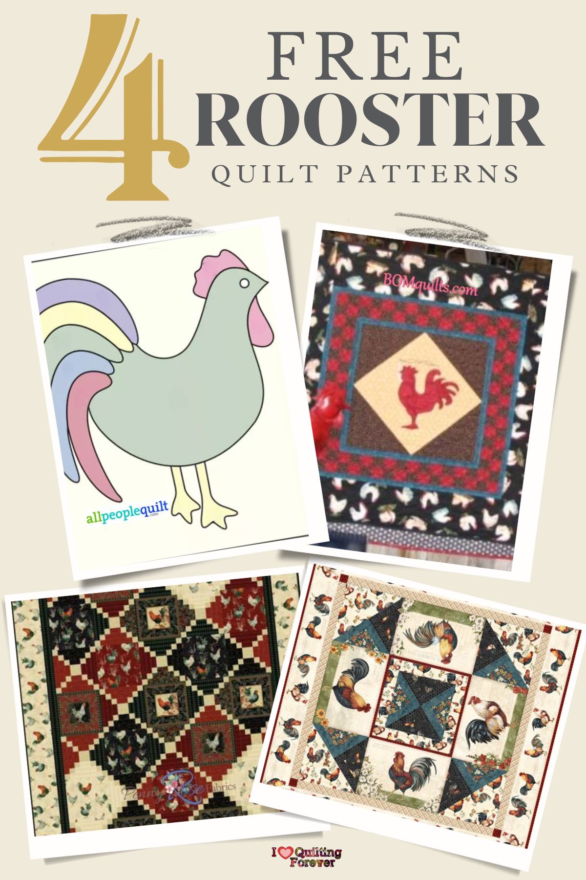 Top 4 Free Rooster Quilt Patterns (+10 Bonus Patterns For Sale) - I Love Quilting Forever