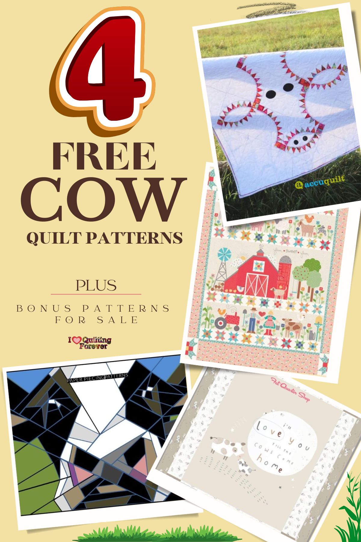 Top 4 Free Cow Quilt Patterns (+8 Bonus Patterns For Sale) - I Love ...
