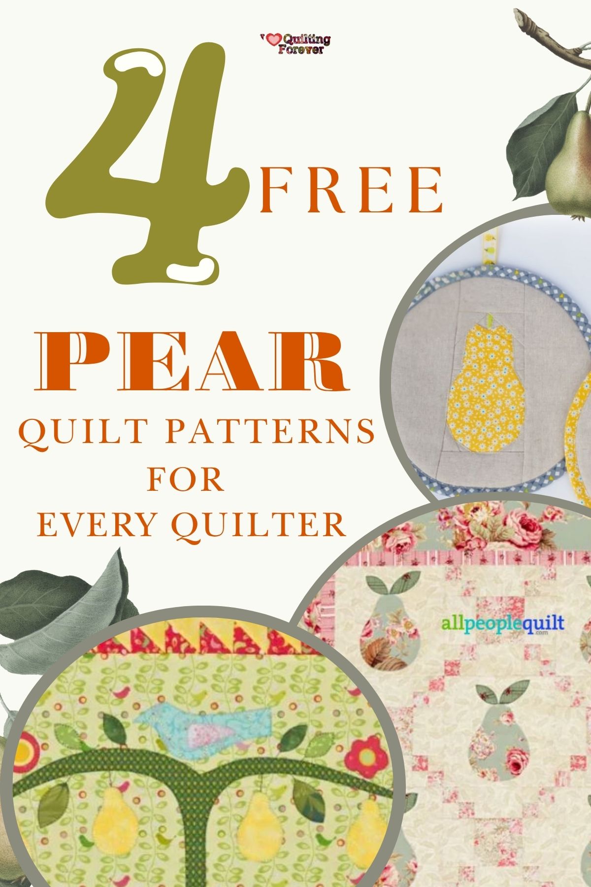 Top 4 Free Pear Quilt Patterns (+10 Bonus Patterns For Sale) - I Love ...