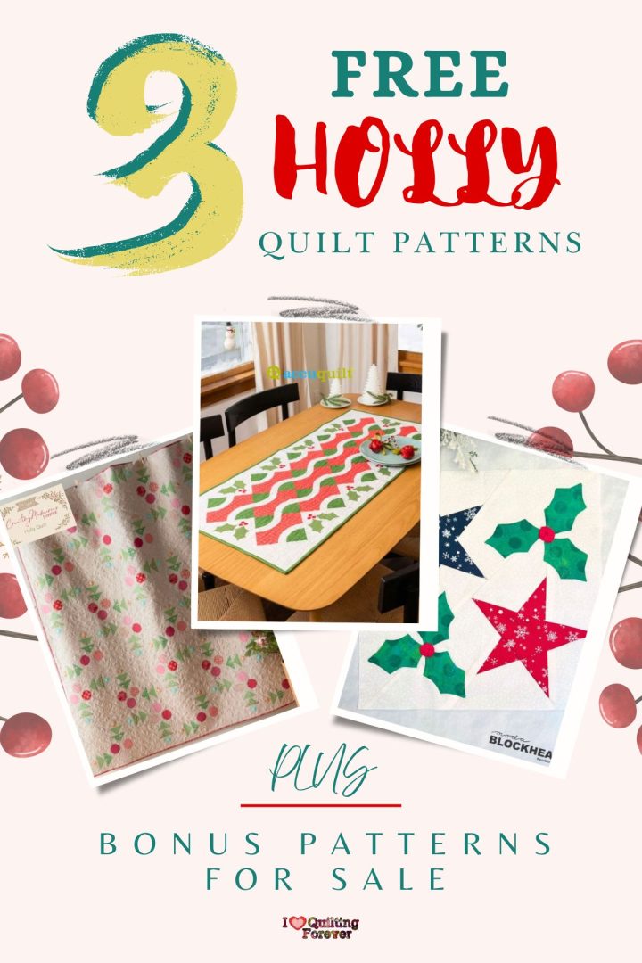 Top 3 Free Holly Quilt Patterns (+10 Bonus Patterns For Sale) - I Love ...